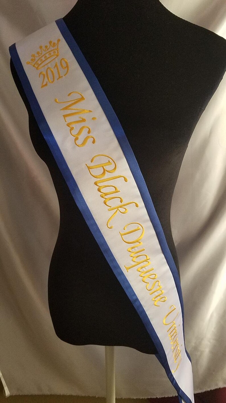 Custom Embroidered Sash With Trim - Etsy