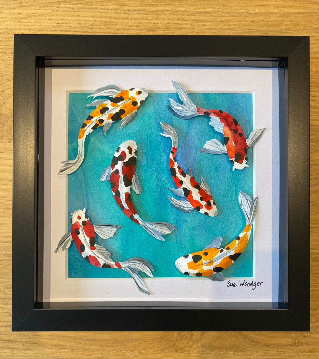 Painted Paper Koi Original Artwork, Watercolour Koi, 3d Paper Art ...