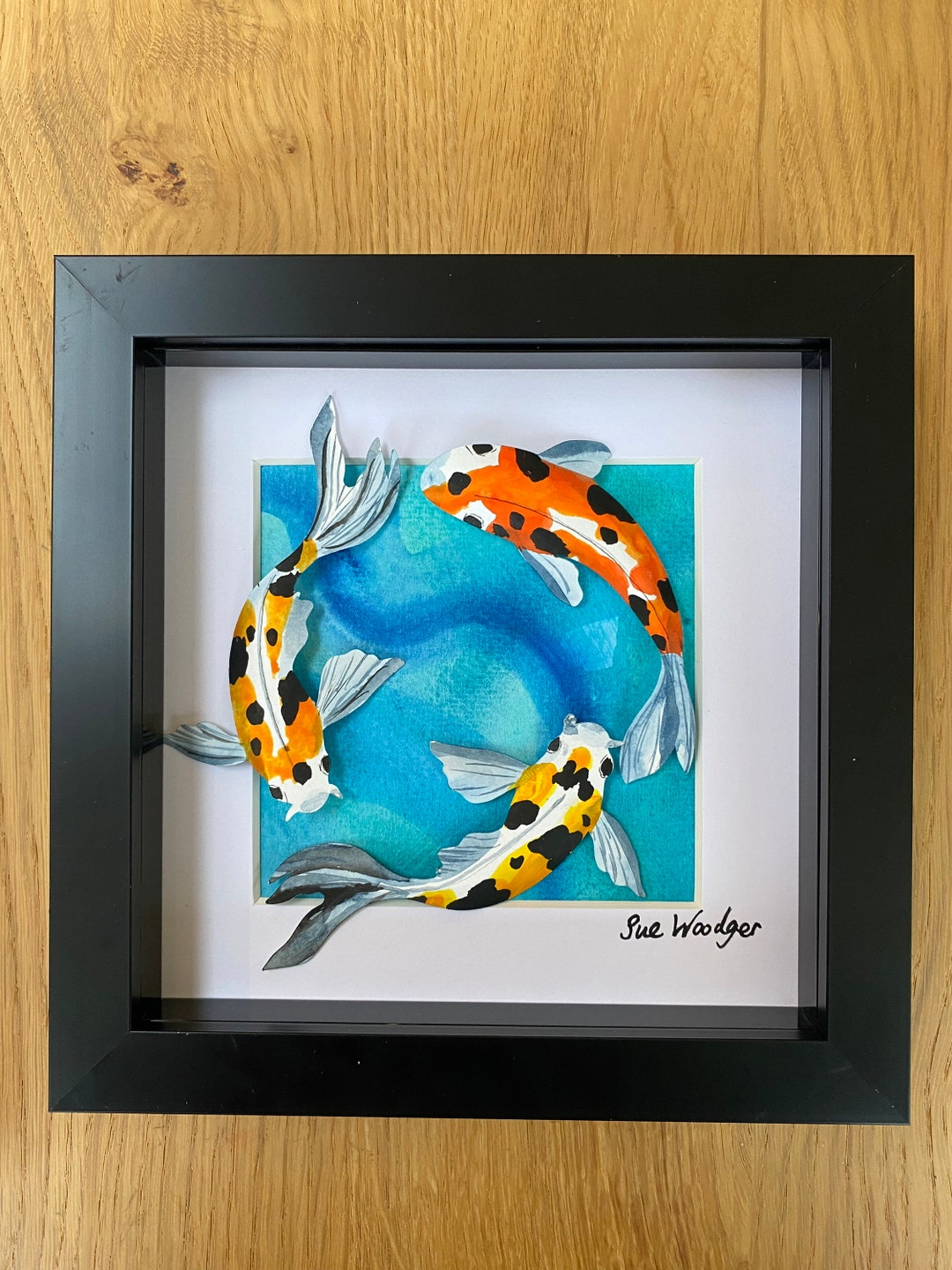 Painted Paper Koi Original Artwork, Watercolour Koi, 3d Paper Art ...
