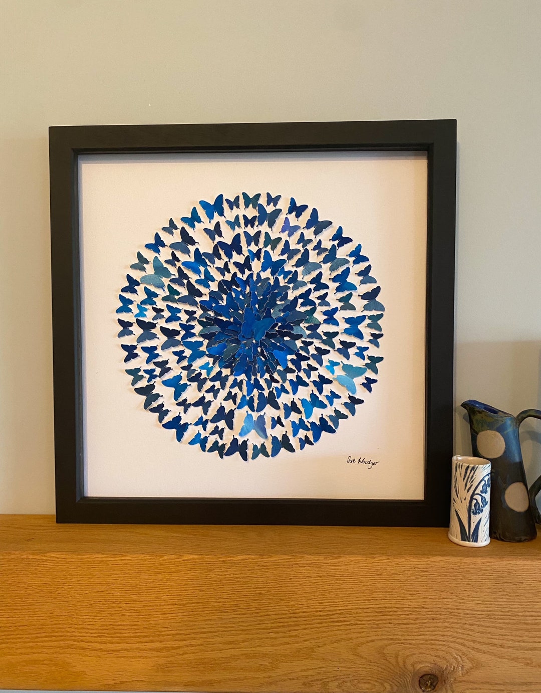 3d Large Butterfly Circle in Box Frame/ Handmade Wall Art Hanging ...