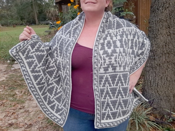 Native Bliss Mosaic Crochet Shawl Blanket or Scarf CHART | Etsy