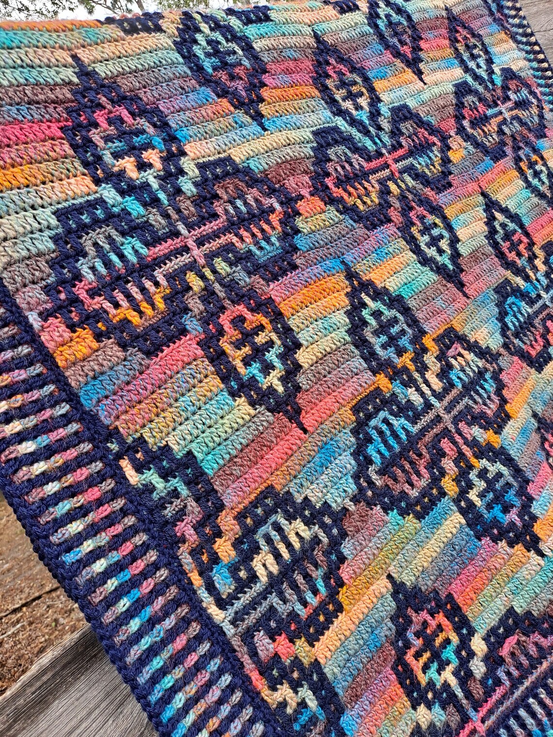 Mosaic Crochet Pattern # 53 Chart With WRITTEN ROW REPEATS - Boho ...
