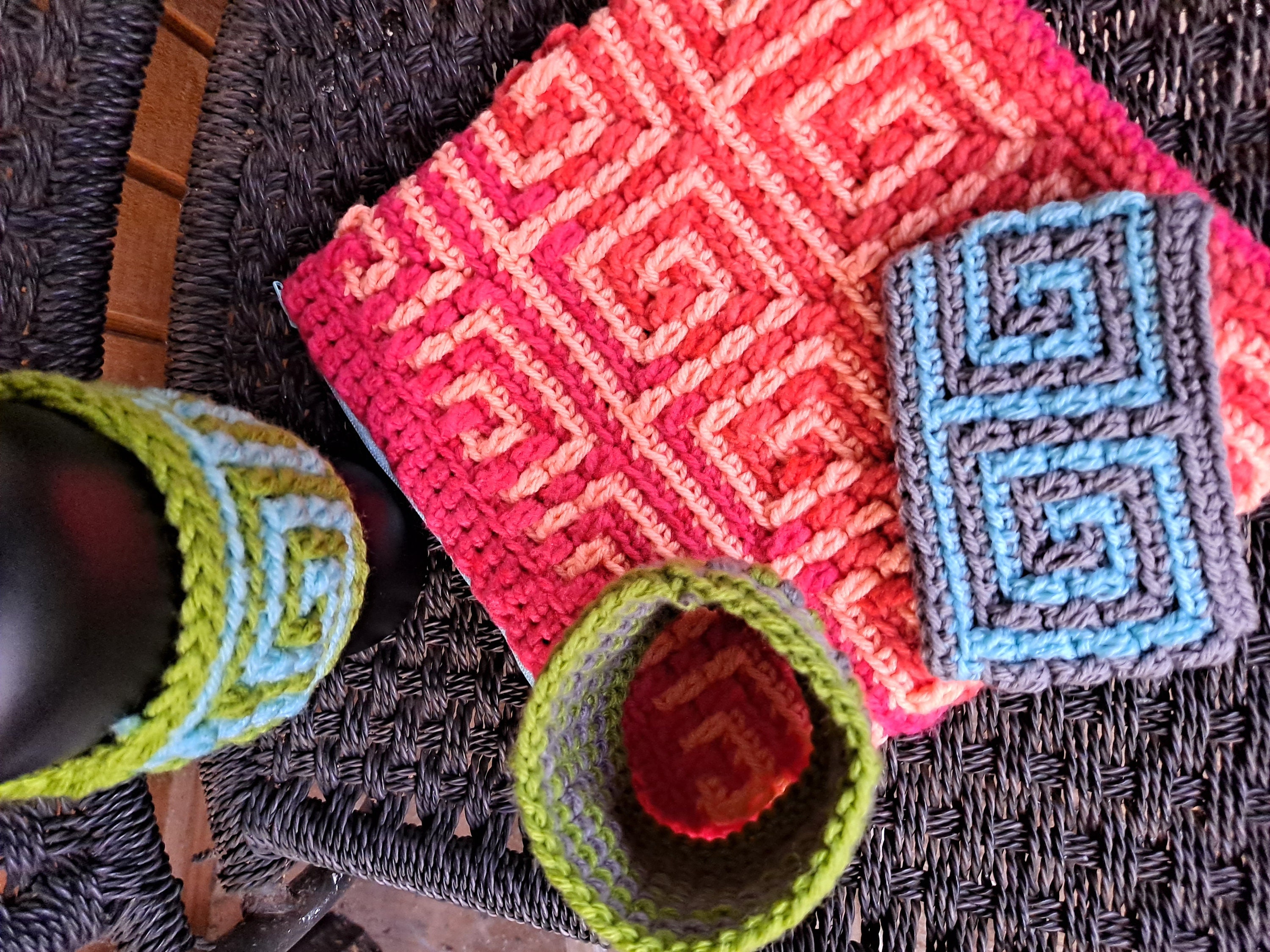 Mosaic Crochet Greek Key IN THE ROUND Charts Only | Etsy