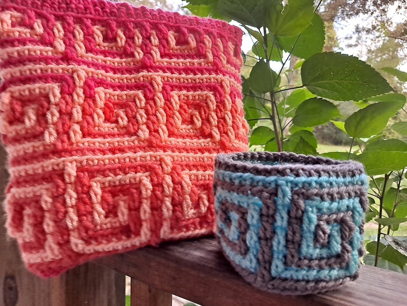 Mosaic Crochet Greek Key IN THE ROUND Charts Only - Etsy