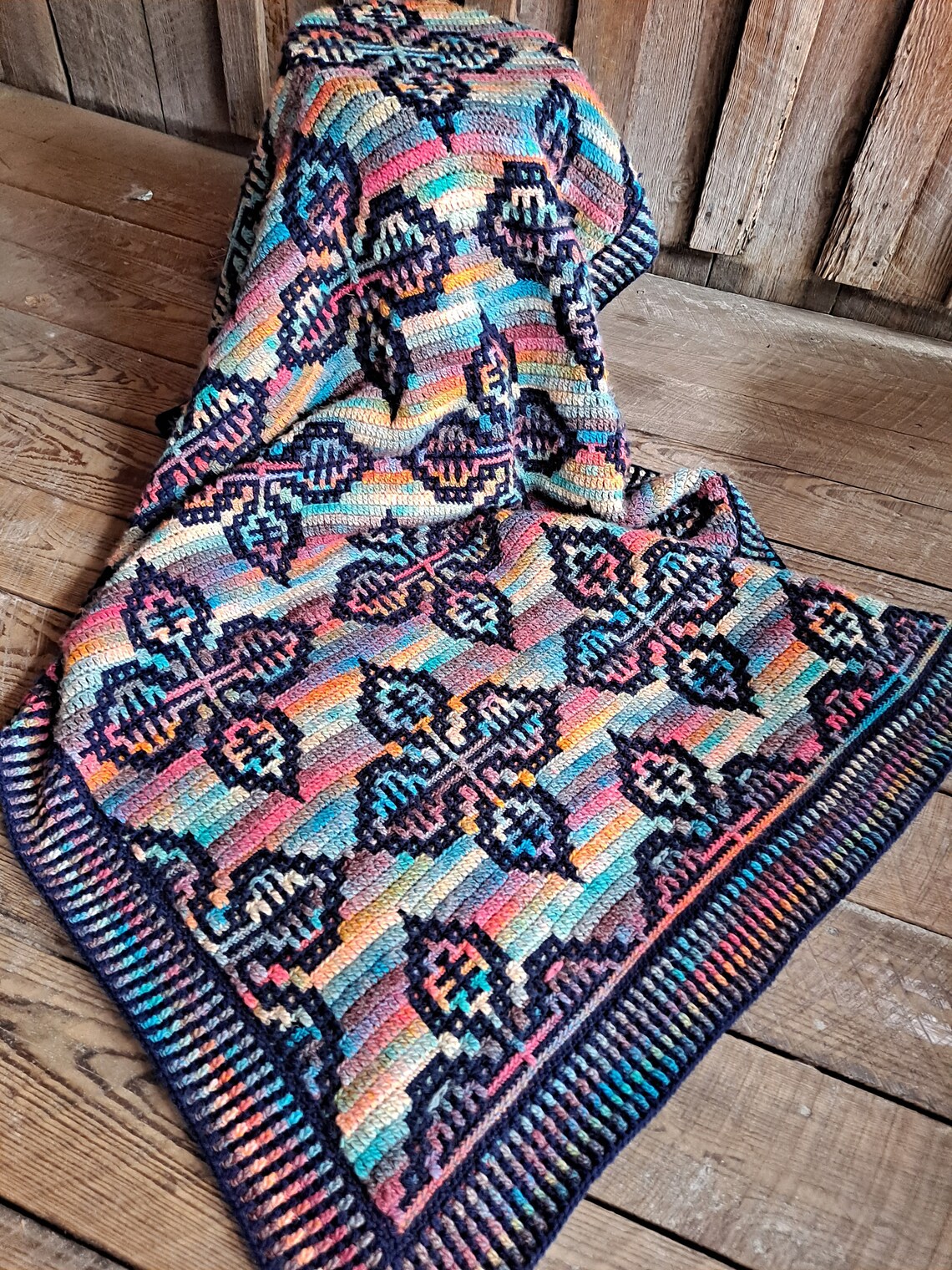 Mosaic Crochet Pattern # 53 Chart With WRITTEN ROW REPEATS - Boho ...