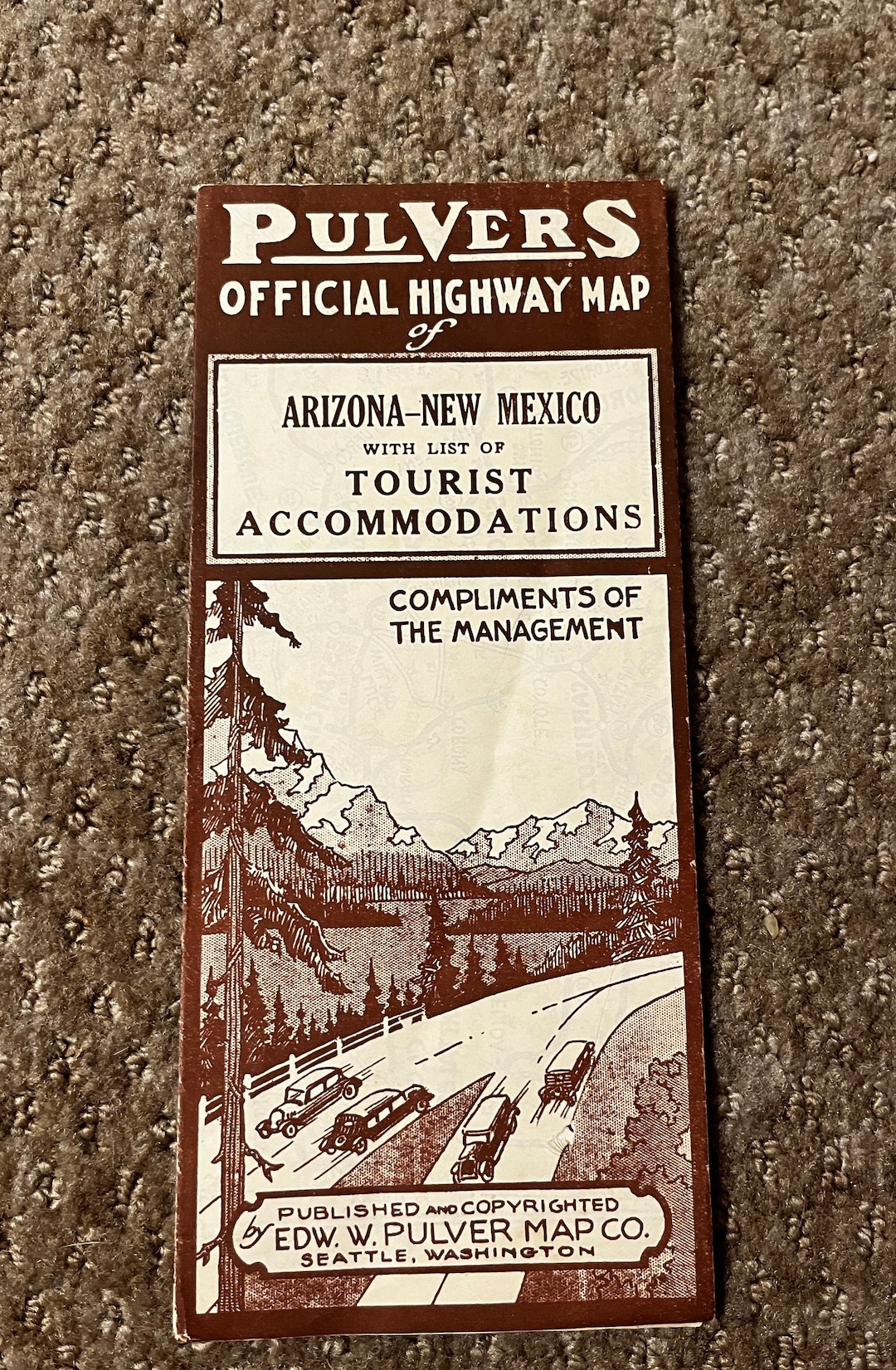 Pulver's Official Highway Map of Arizona New Mexico 1930s FREE SHIPPING ...