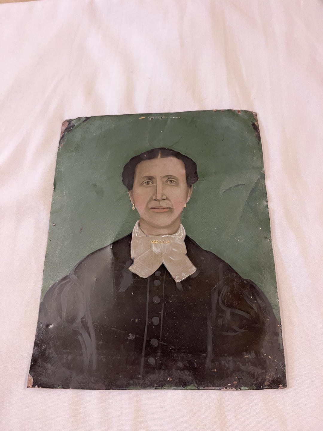 Very Large Hand Painted Tintype Portrait of Woman FREE S]HIPPING - Etsy