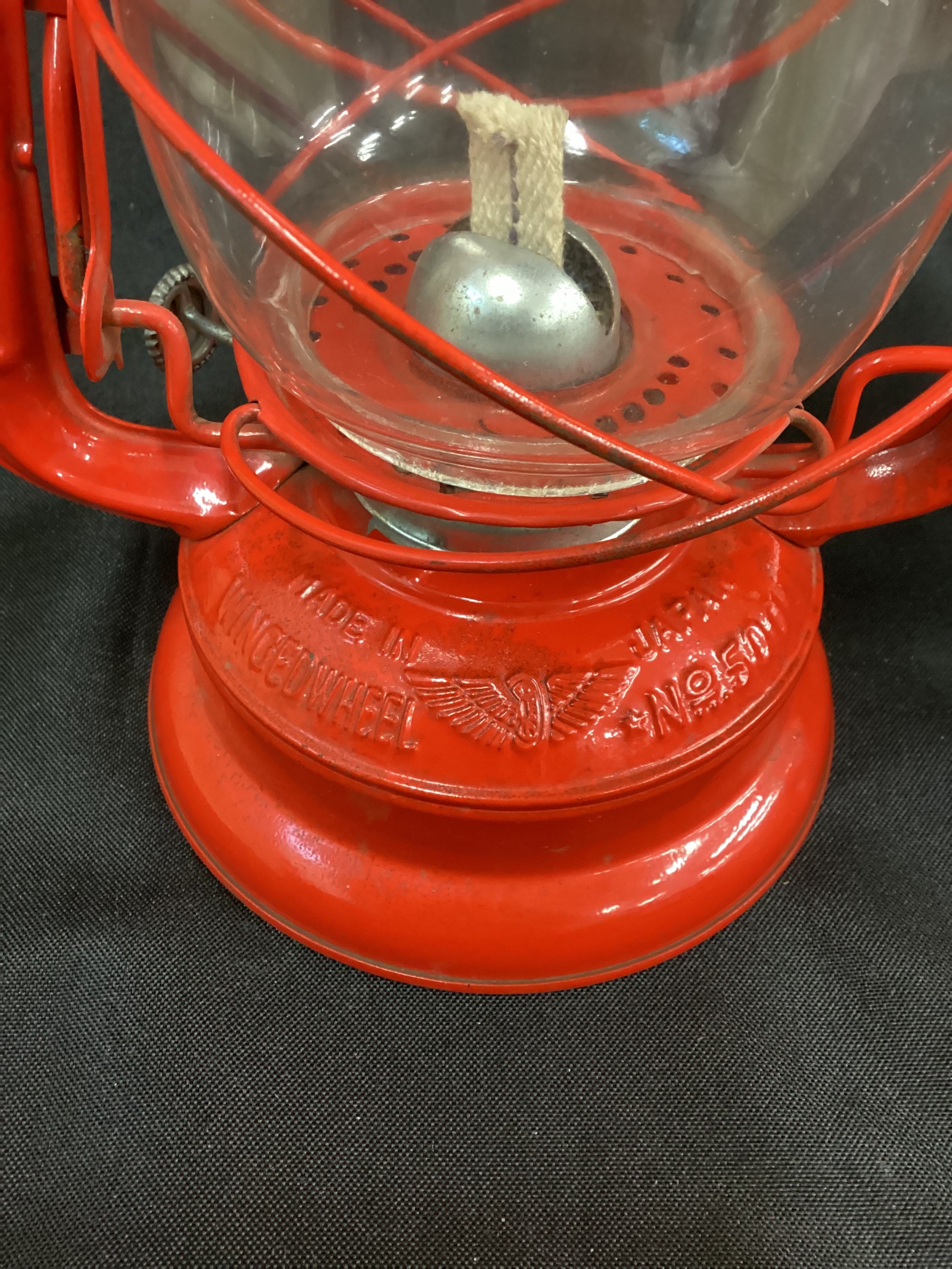 Winged Wheel Red Hurricane Lantern UNUSED Tag Attached - Etsy