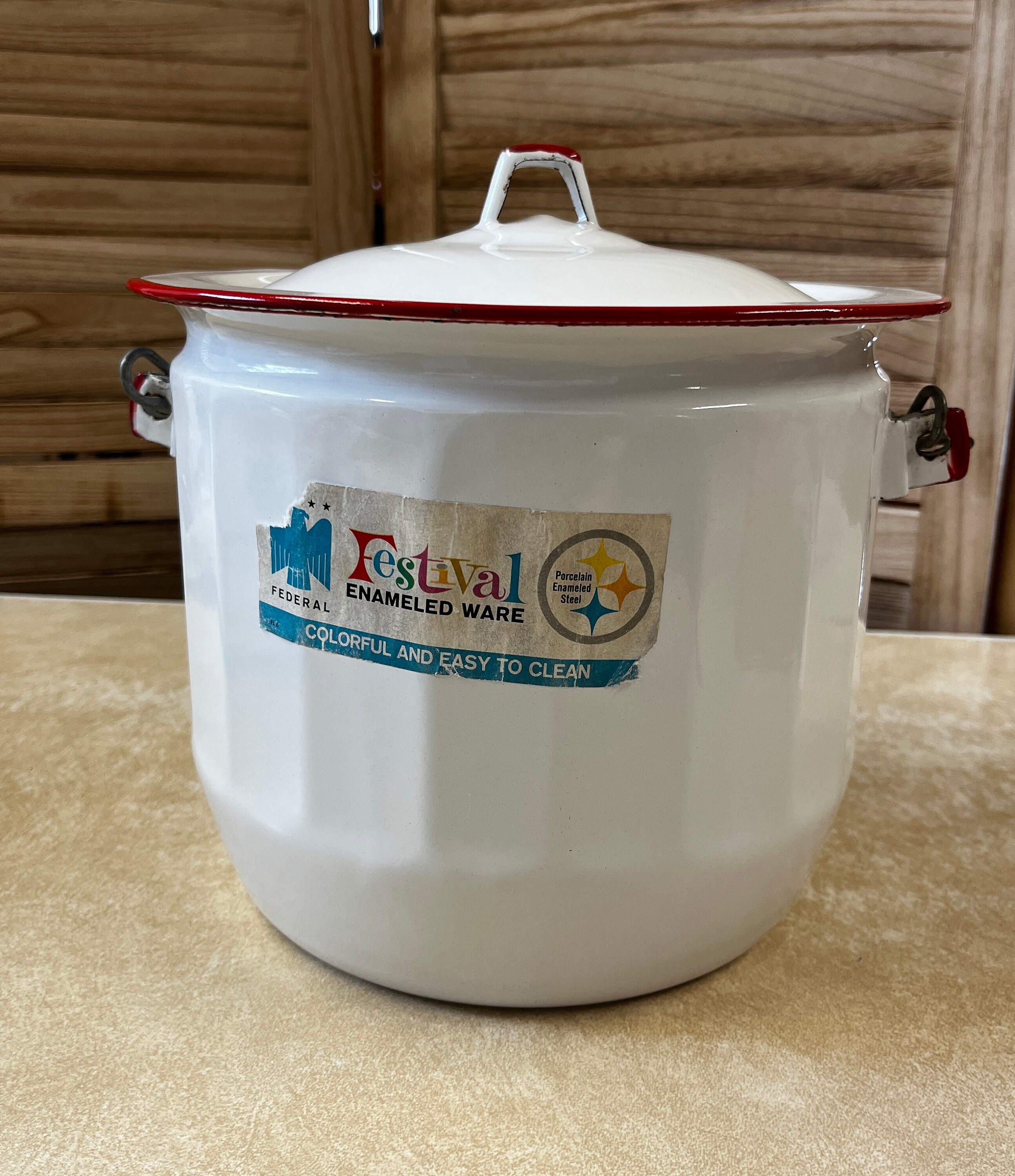 Festival Enamelware Handled Pot With Lid Vintage - Etsy