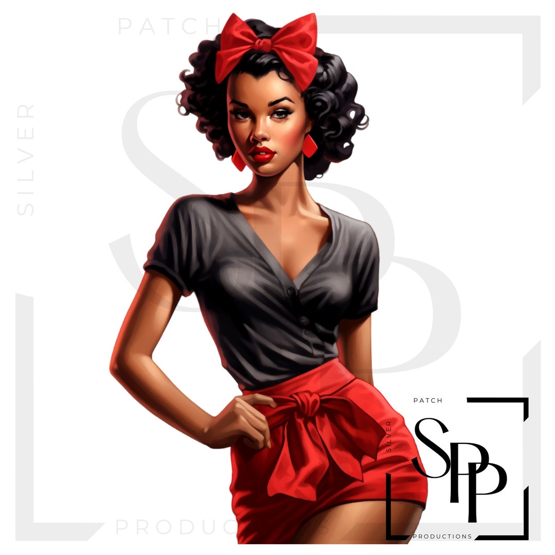 UV DTF Decal African American Retro Pinup Woman 50s Style Print Ready ...