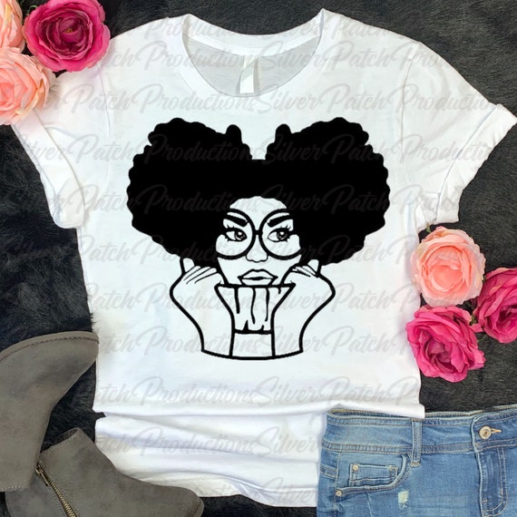 Afro Puffs Turtleneck Woman HTV Iron on Transfer | Etsy