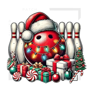 UV DTF Christmas Bowling Ball Pins Gifts Peppermint Print Ready to ...
