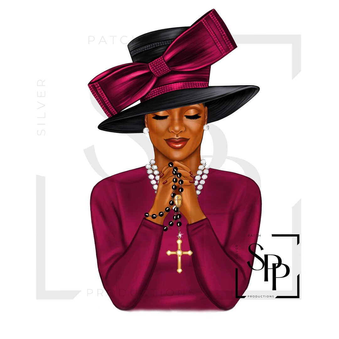 UV DTF Beautiful Black Woman Religious Praying Church Hat Print Ready ...