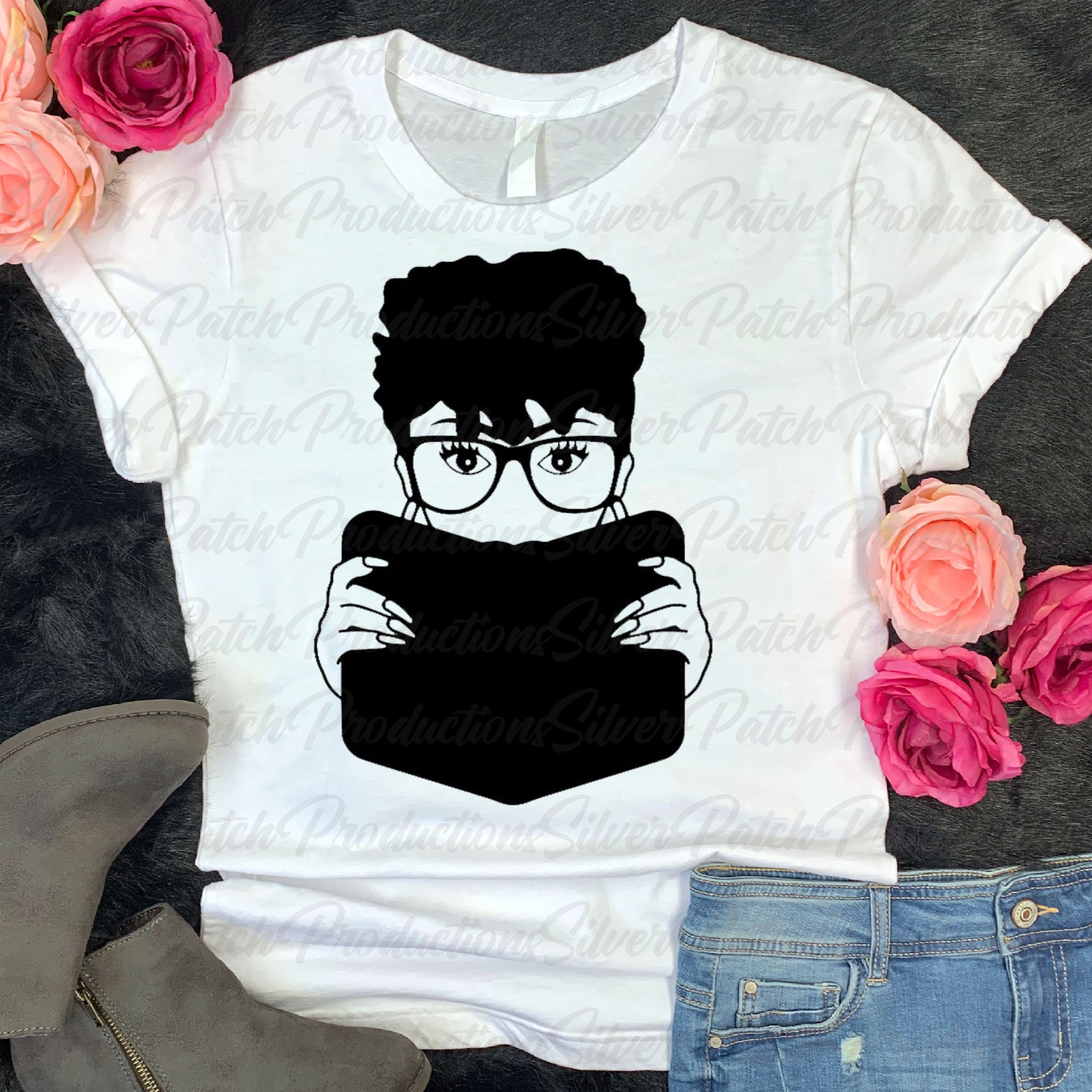 Black Woman Reading A Book HTV Iron on Transfer | Etsy