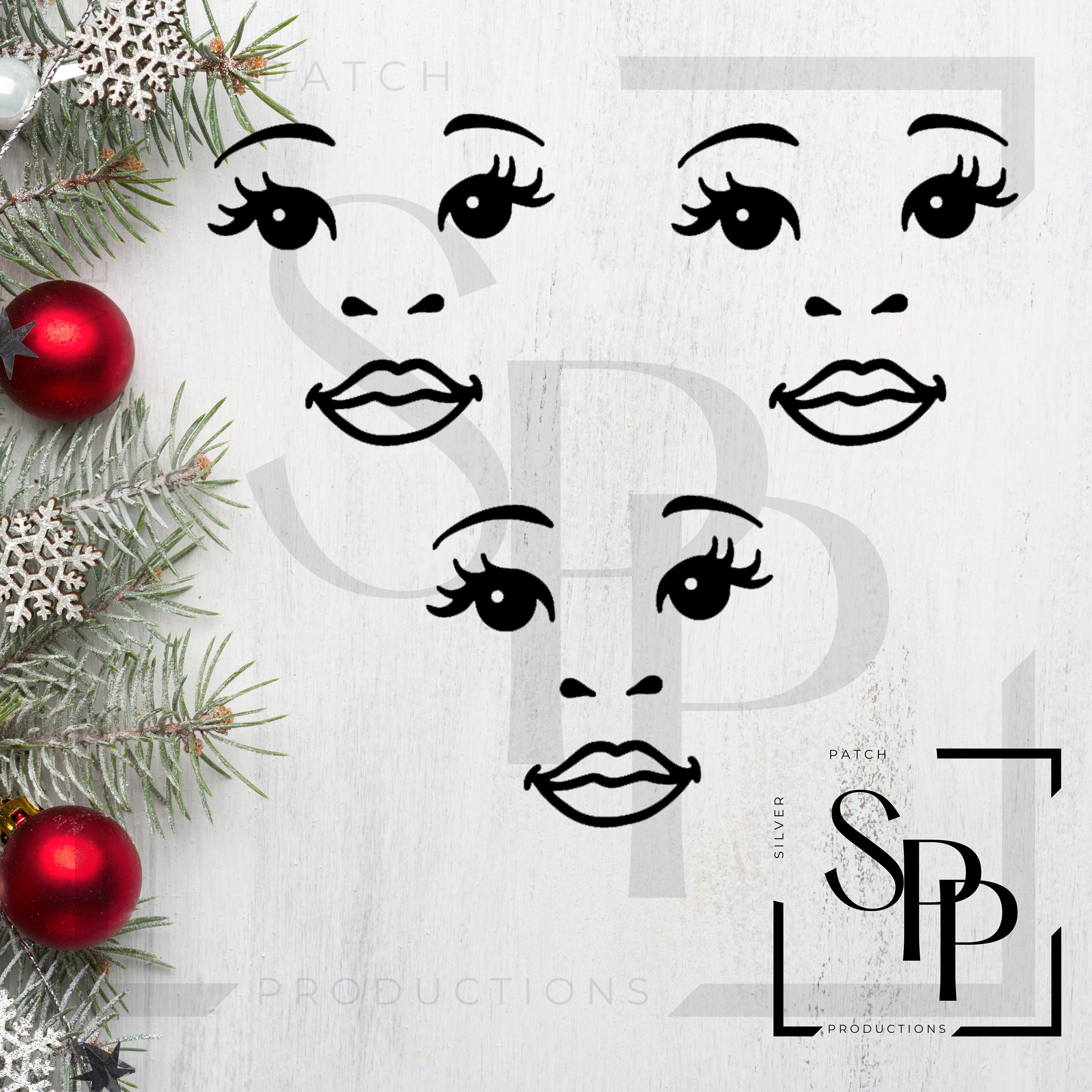 3 Ornament Ethnic Face Decals Lady Face Add Hair Glitter Make Your Own ...