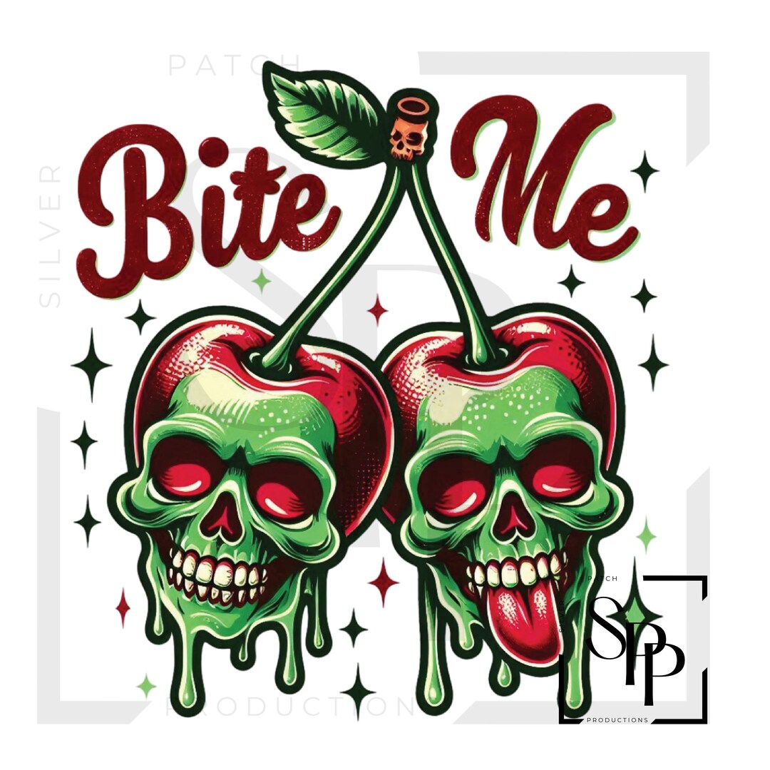 UV DTF Scary Bite Me Dripping Cherry Skeletons Print Ready to Apply ...