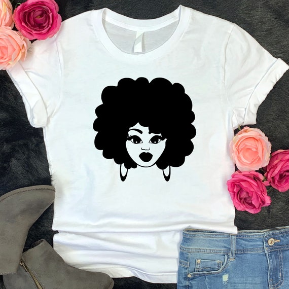 Curly Fro Black Woman HTV Iron on Transfer | Etsy