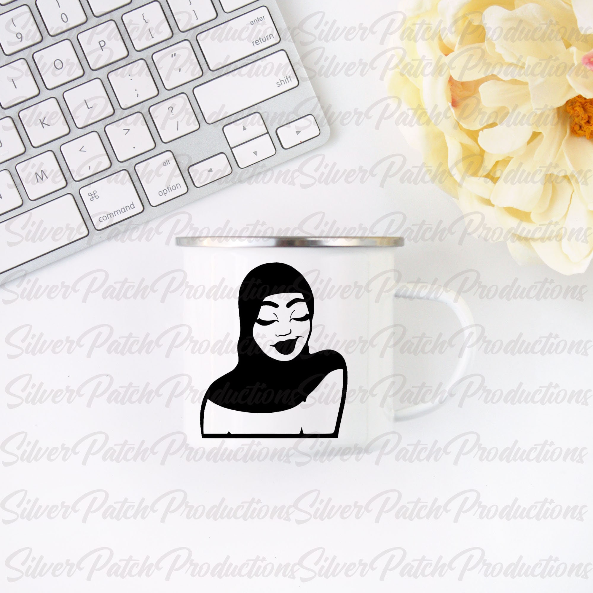 Hijab Wearing Woman Permanent Vinyl Decal Car Window Laptop Glass ...