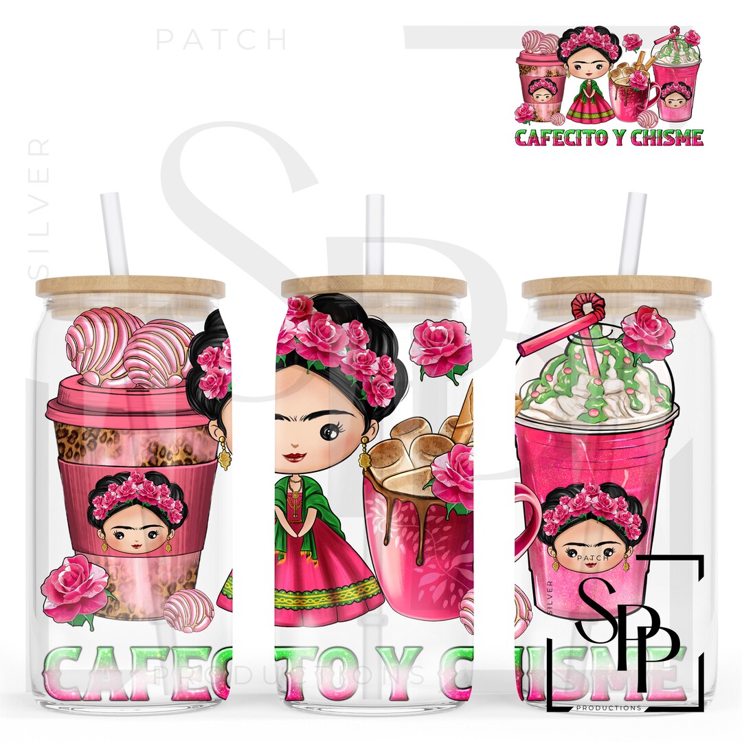 Uv Dtf Wrap Decal Cafecito Y Chisme Coffee Print Glass Can Wrap For