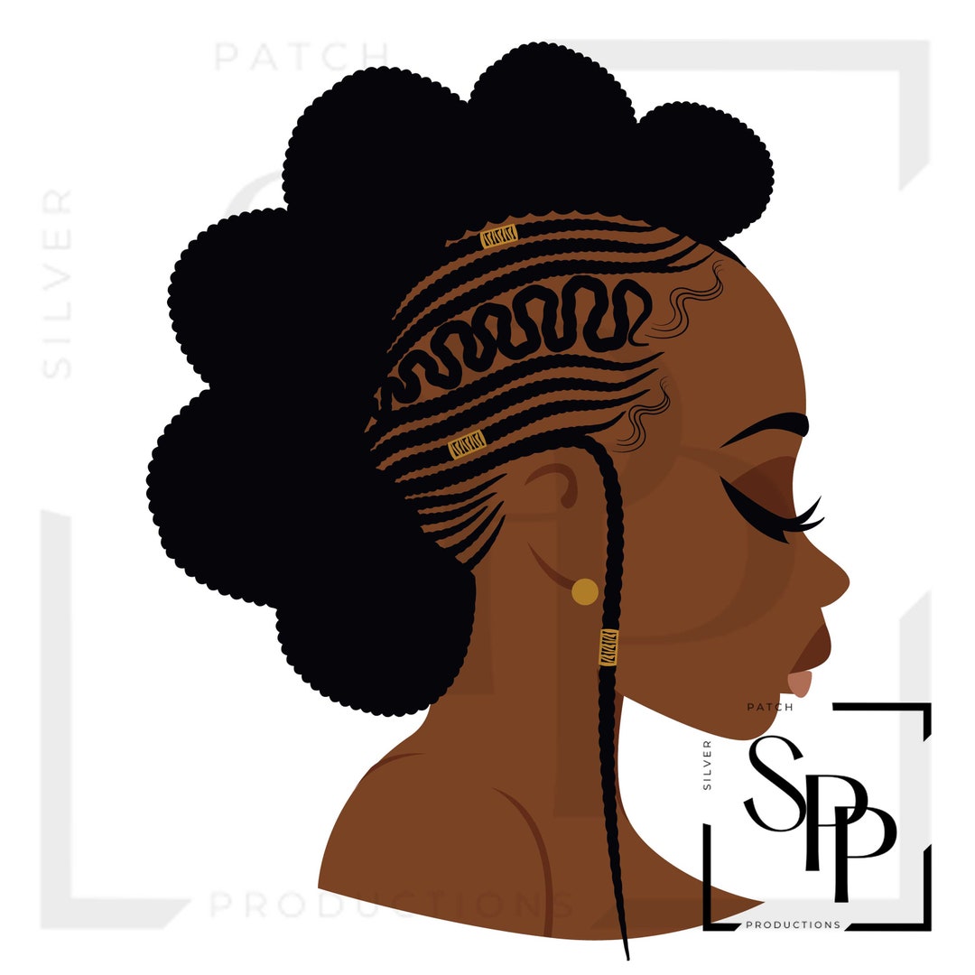 UV DTF Decal African American Woman Beautiful Braided Hair Print Ready ...