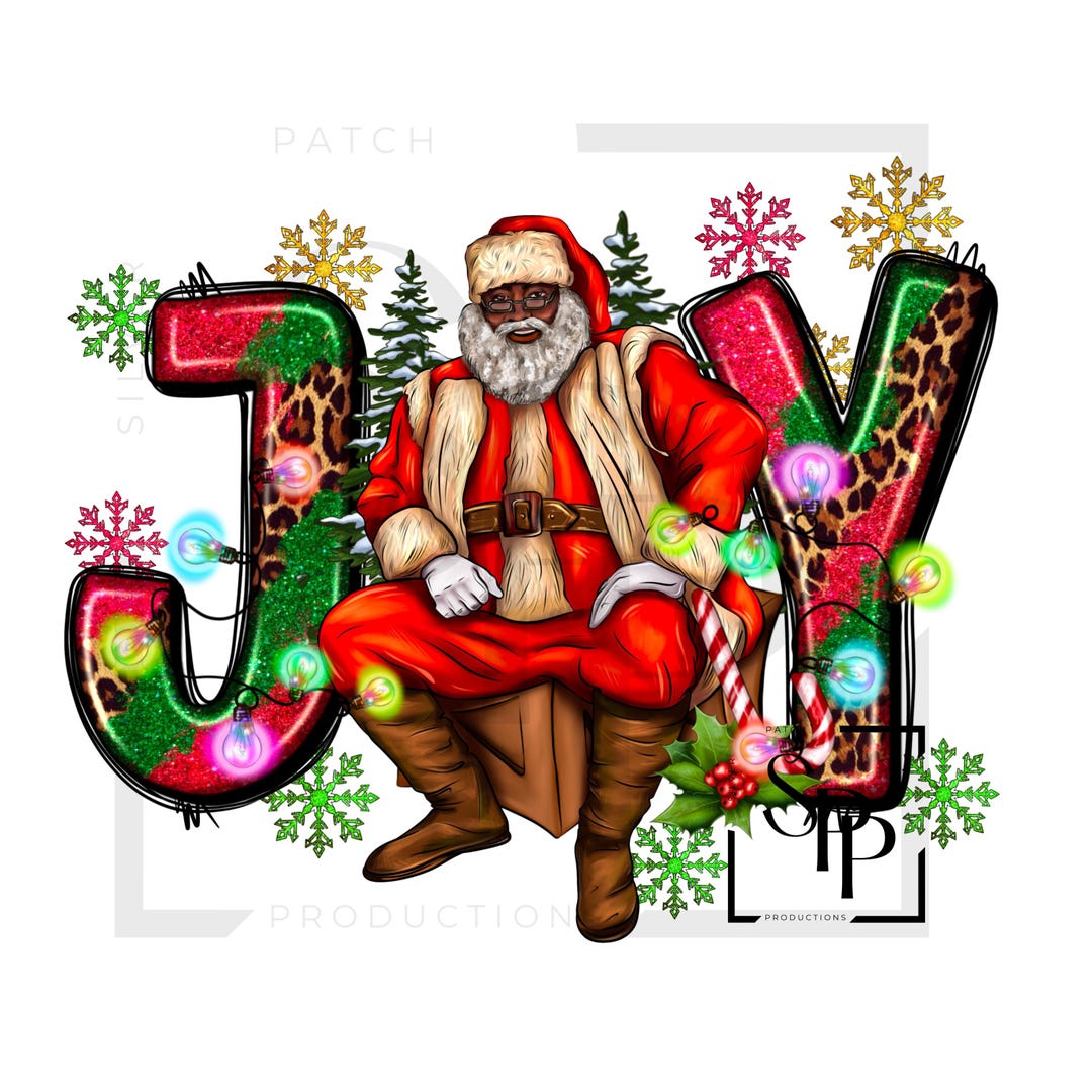 UV DTF African American Santa Joy Christmas Print Ready to Apply ...