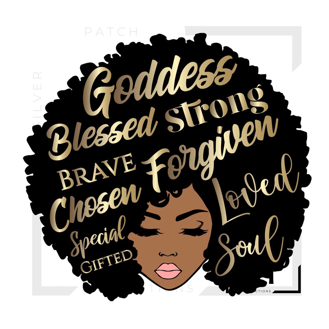 UV DTF Black Woman Goddess Blessed Strong Chosen Afro Print Ready to ...