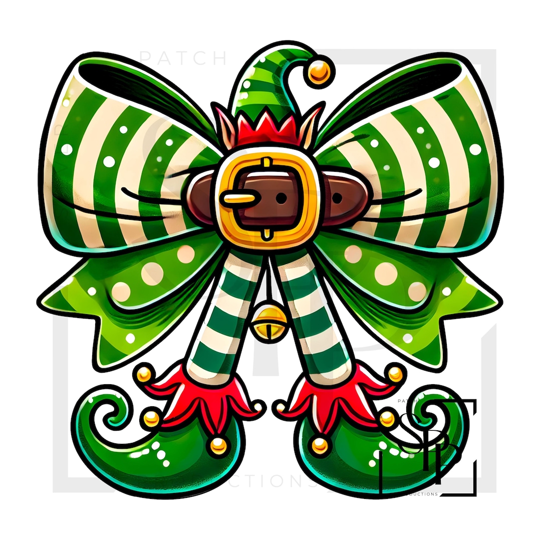 UV DTF Christmas Elf Bow Print Ready to Apply Permanent Adhesive ...