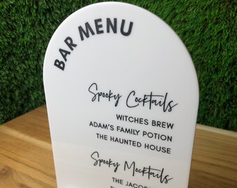 Blank Bar Menu Sign Standing Wedding Menu Sign Arched Round | Etsy