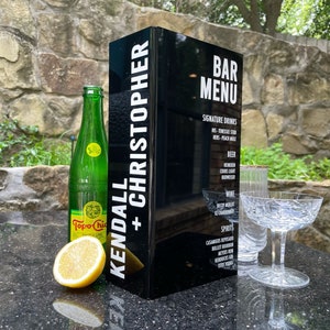 Bent Custom Bar Menu Sign, Unique Bent Standing Wedding Drink Menu Sign ...