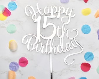Birthday Cake Topper Age in Script Font | Etsy