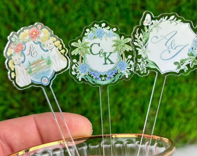 Acrylic Double Initial Drink Stirrers / Initial Swizzle Sticks ...