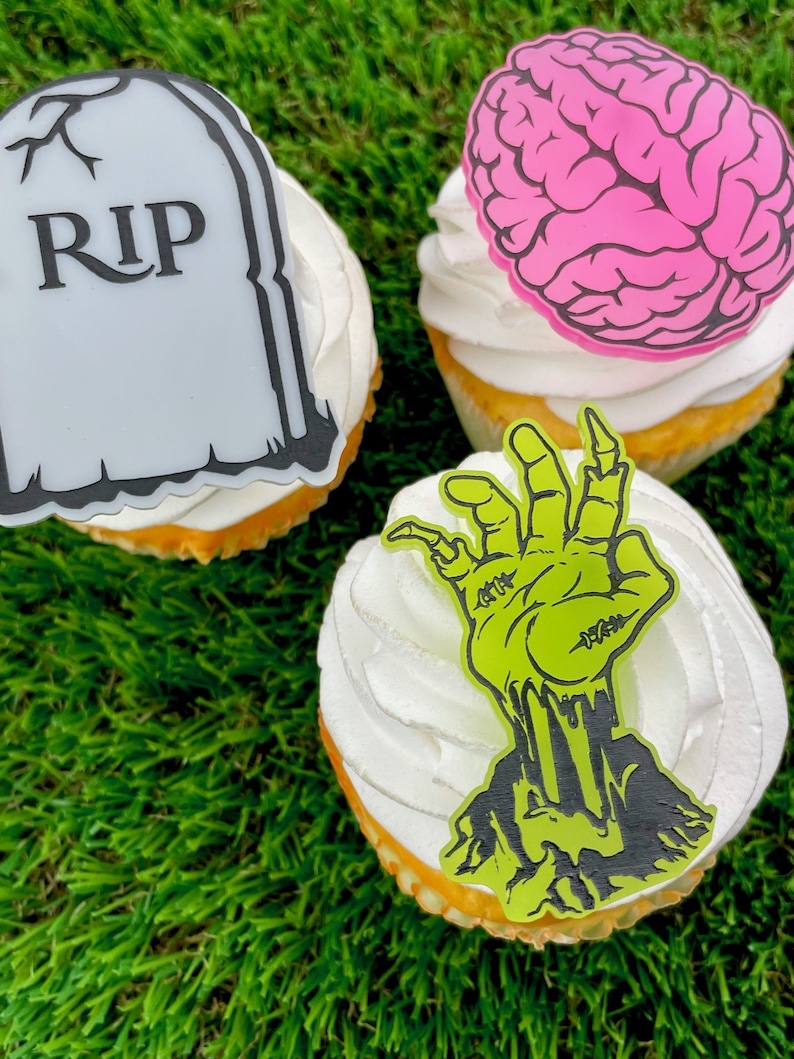 RIP Tombstone Cupcake Charms Set of 6 Tombstone Graveyard | Etsy