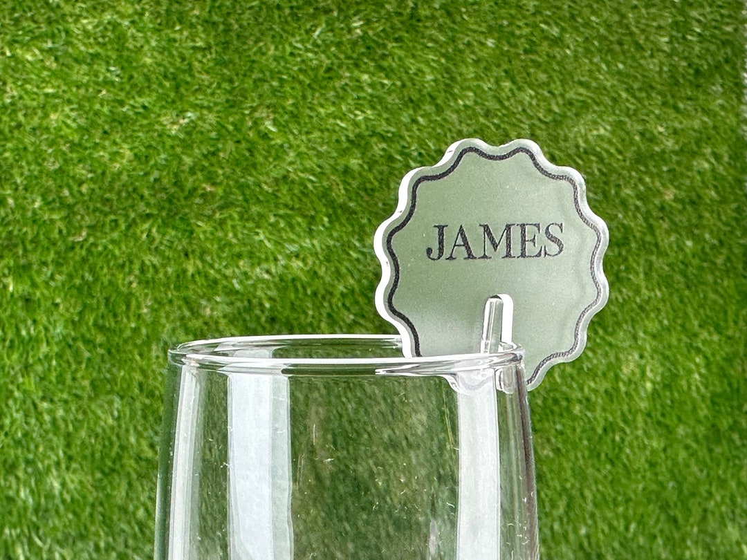 Wavy Acrylic Drink Name Tag, Scalloped Stemless Stirrers. HOLDS Glass ...