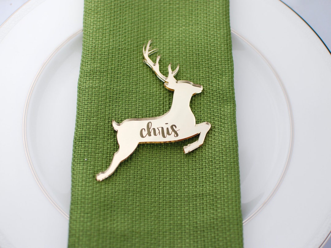 Name Place Card Reindeer | Custom Guest Name Christmas Holiday Place ...