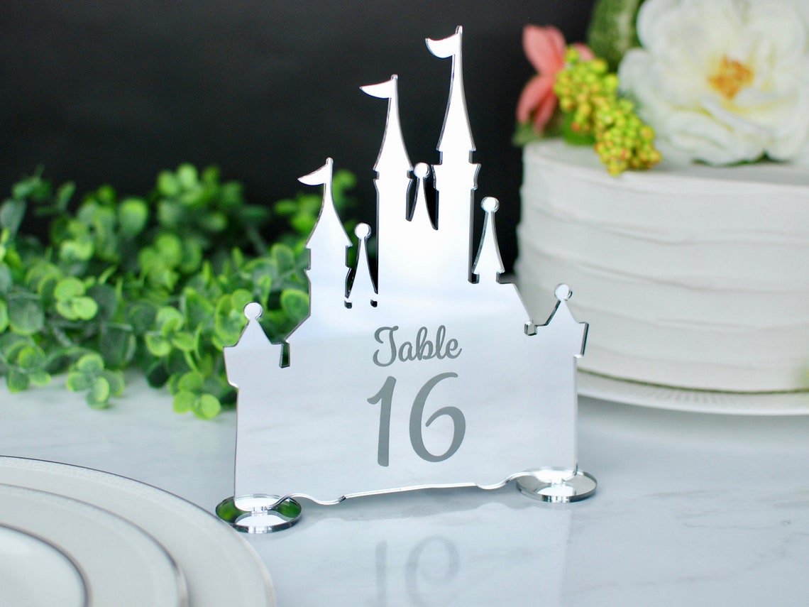 Castle Wedding Table Numbers | Engraved Laser Cut in Gold Silver ...