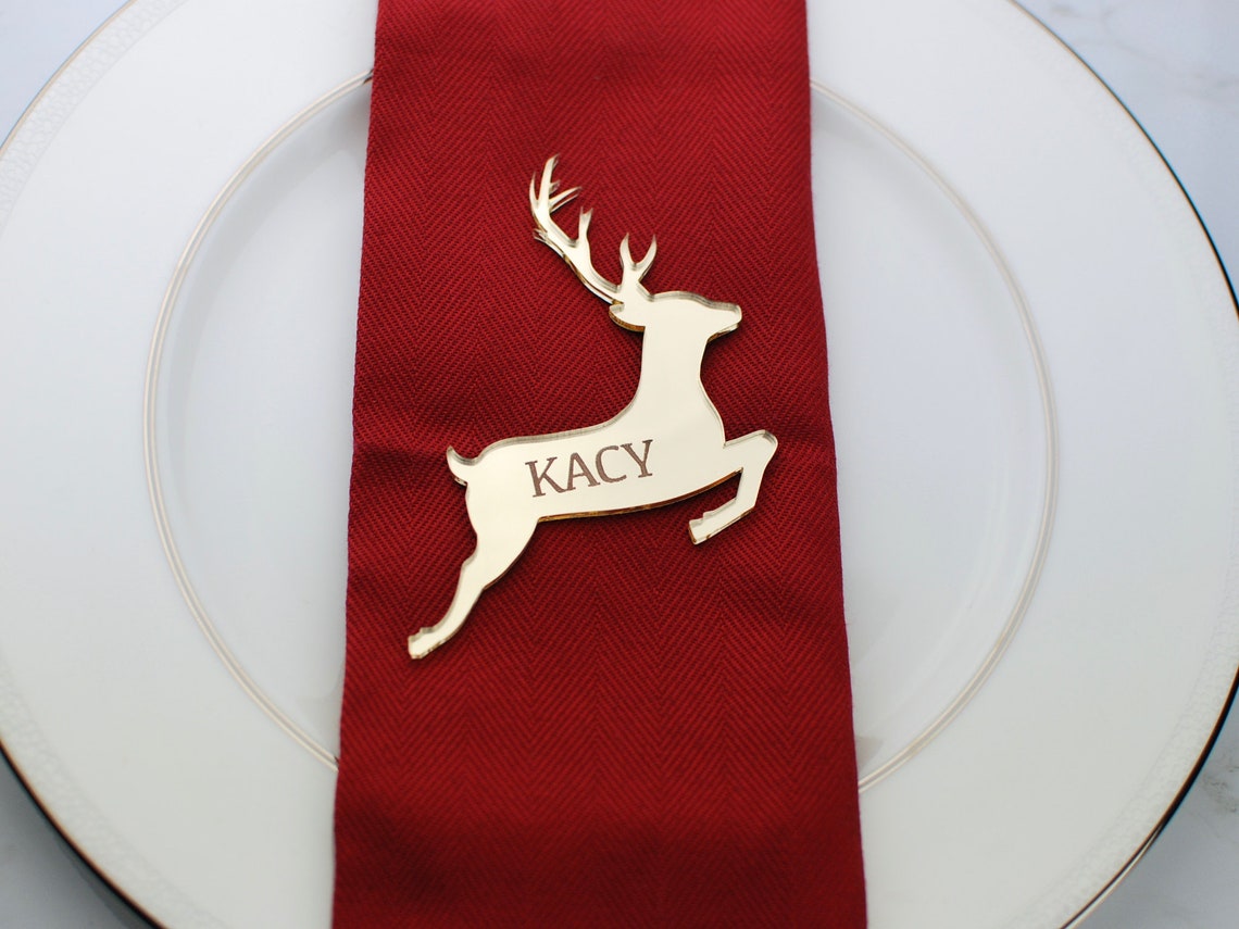 Name Place Card Reindeer | Custom Guest Name Christmas Holiday Place ...