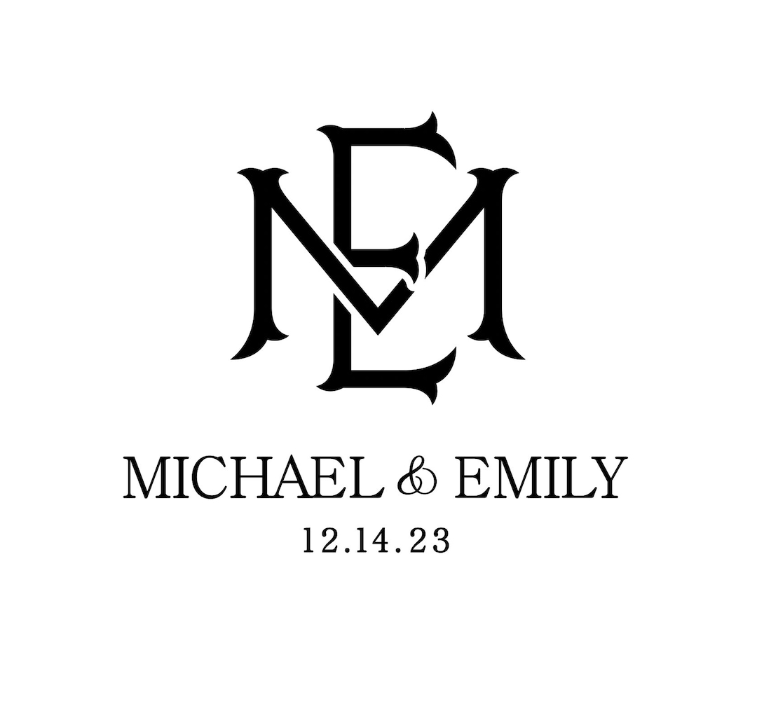 Minimal Wedding Monogram Logo, Names and Date. Printable Digital File ...