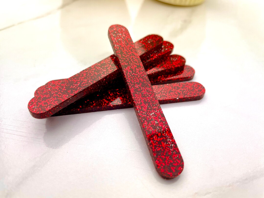 Red Glitter Reusable Acrylic Cakesicle Popsicle Sticks (sets of 24) - Etsy