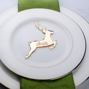 Name Place Card Reindeer | Custom Guest Name Christmas Holiday Place ...