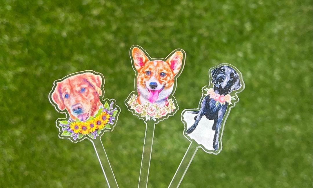 Signature Girl Dog Stir Stick, Printed on Acrylic, Veil Flower Crown ...
