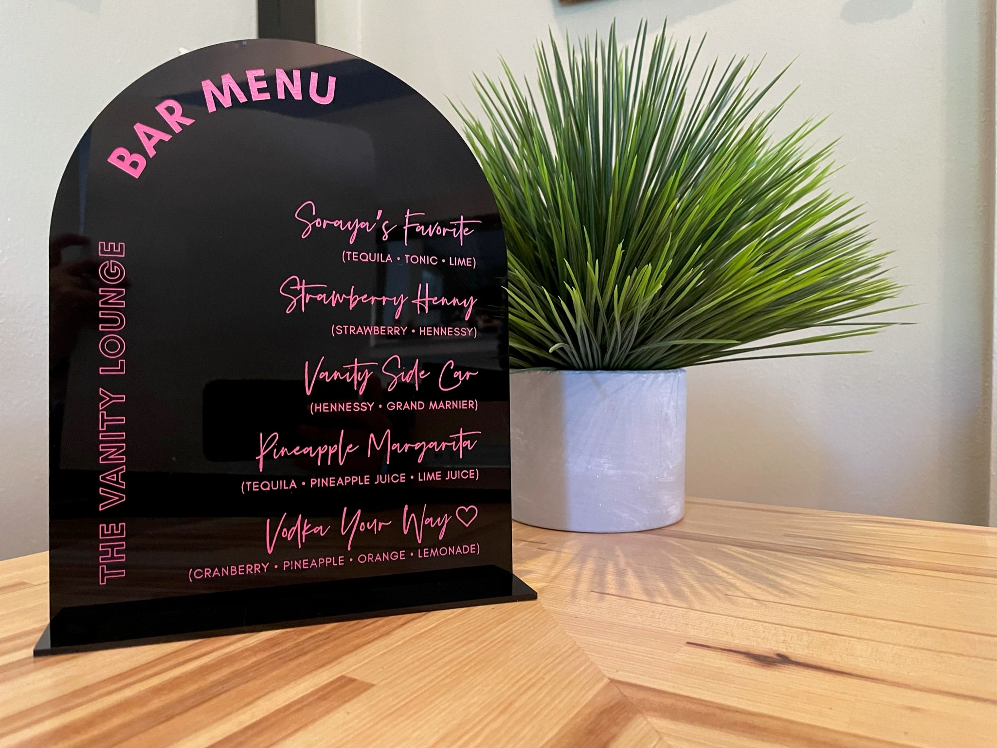 Custom Bar Menu Sign Standing Wedding Drink Sign Arched - Etsy