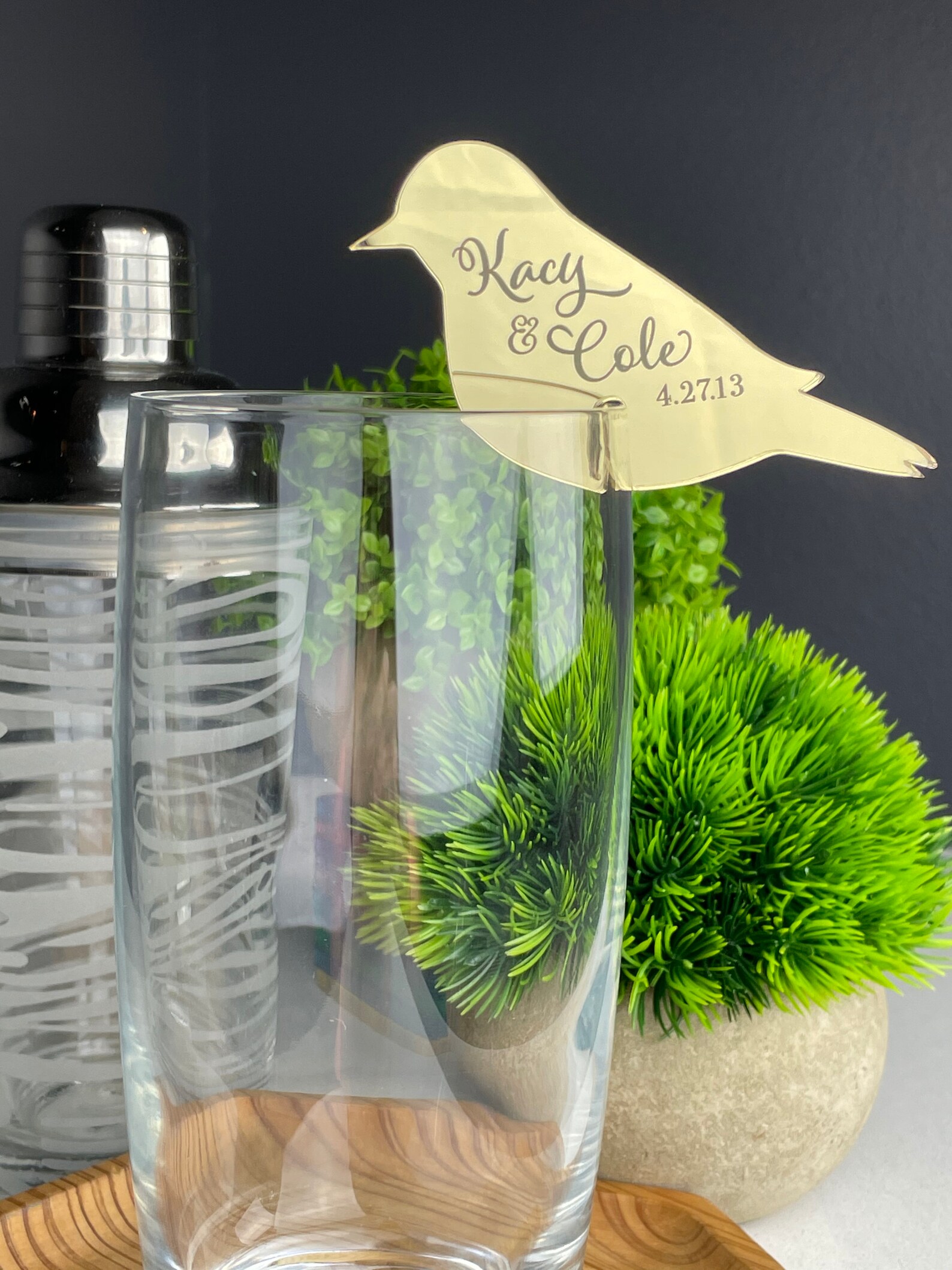 Custom Acrylic Drink Tags Bird Charm Place Cards Customize - Etsy