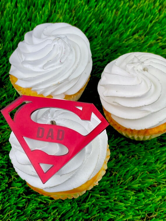 Father's Day Super Dad Cupcake Topper Set Cupcake | Etsy