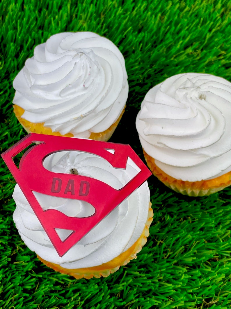 Father's Day Super Dad Cupcake Topper Set Cupcake | Etsy