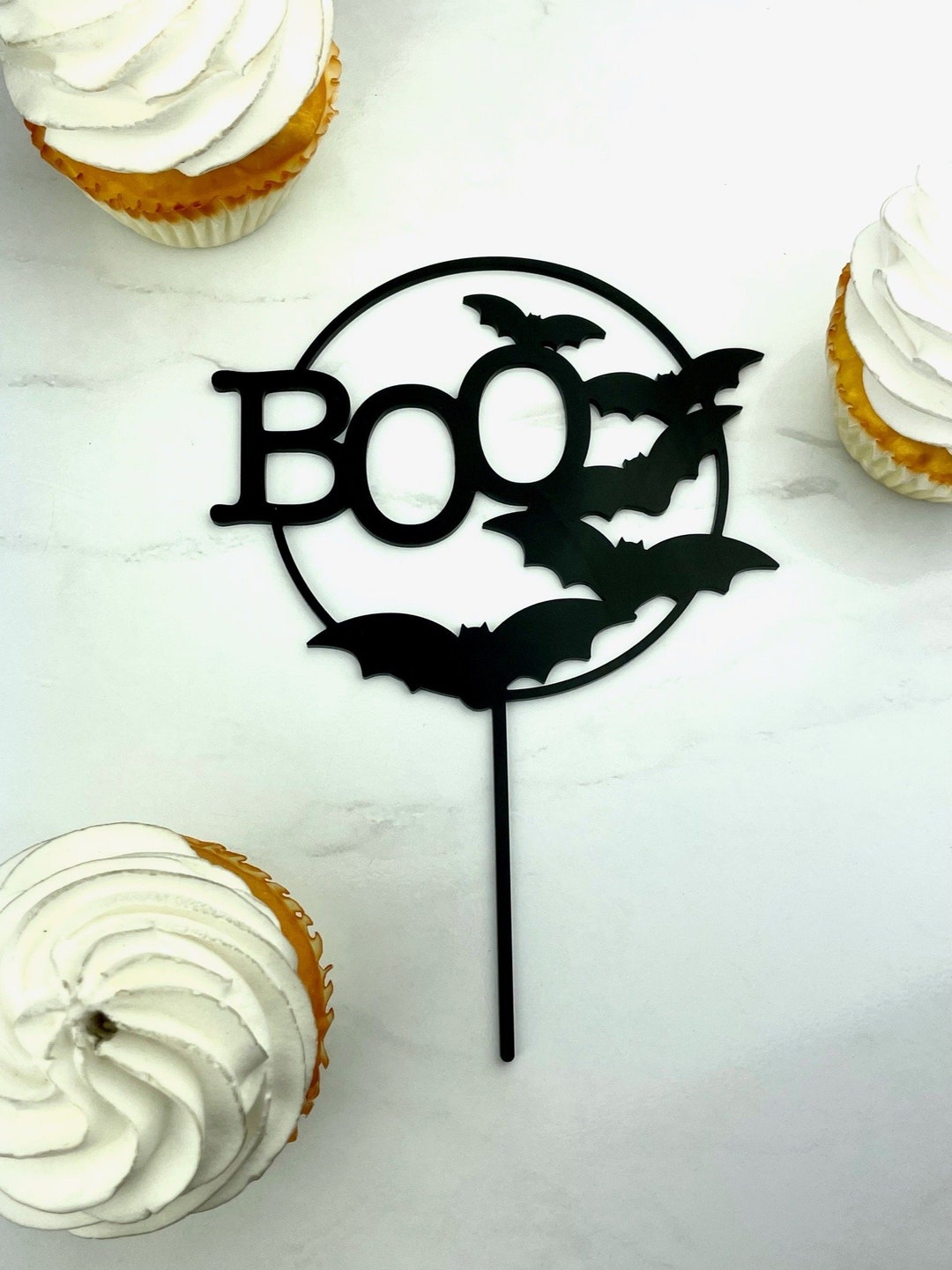Boo Halloween Bat Cake Topper, Halloween Acrylic Topper, Halloween ...