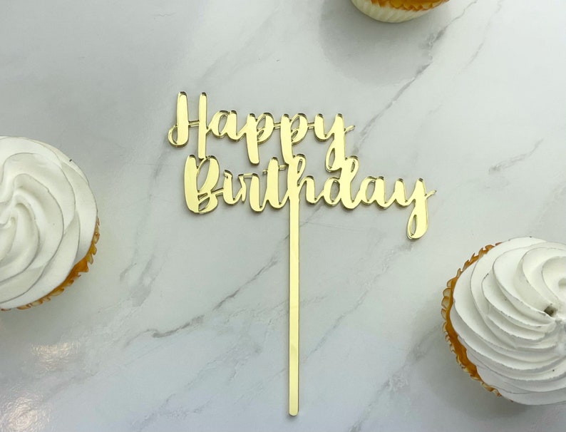 Happy Birthday Cake Topper, 6 Colors, Birthday Cake Topper, Cursive 3 ...