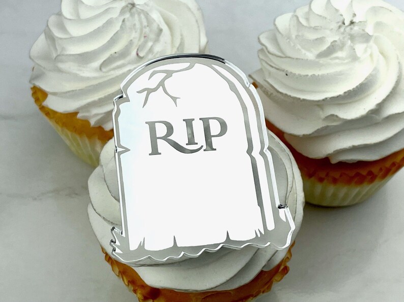 RIP Tombstone Cupcake Charms Set of 6 Tombstone Graveyard | Etsy