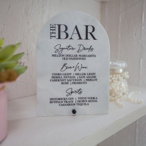 Custom Marble Bar Menu, Arched Acrylic Sign W/ Printed Marble Pattern ...