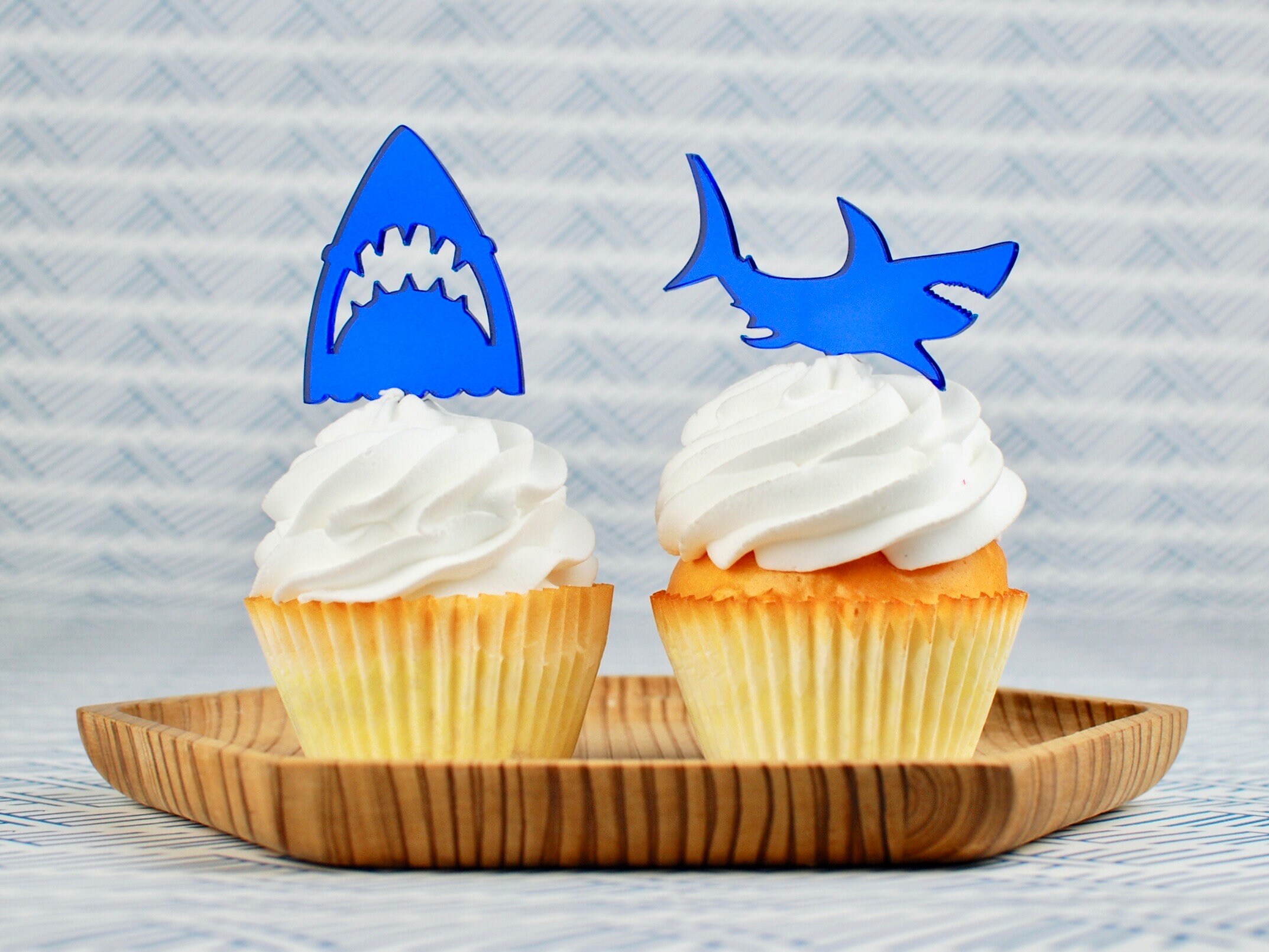 Blue Shark Birthday/baby Shark Themed Cupcake Toppers for Boy - Etsy