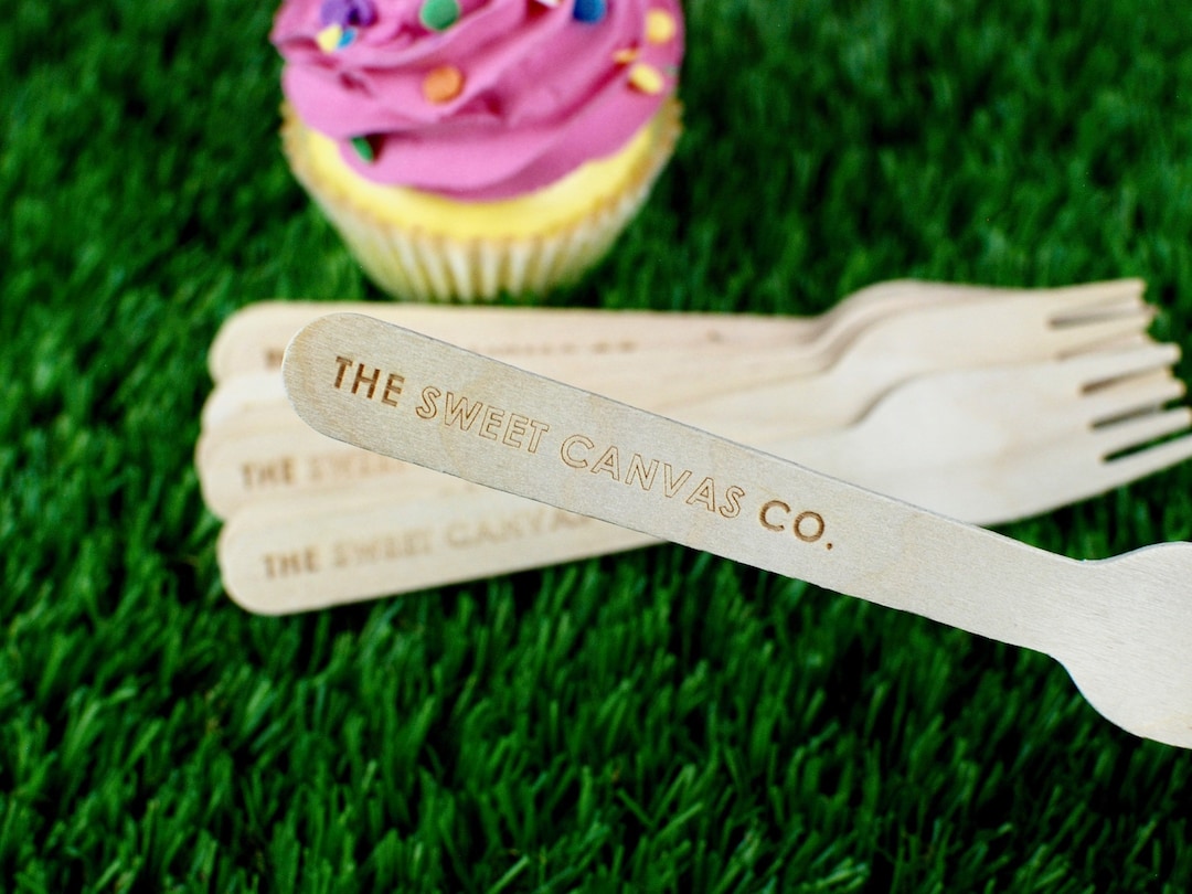 SHIPS FROM USA! Wooden Fork Custom Engraved, Personalized W/ Your Logo ...